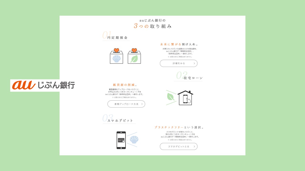 auじぶん、ecoプロジェクト始動 | NCB Library 金融・決済の ”なぜ?!” が見える