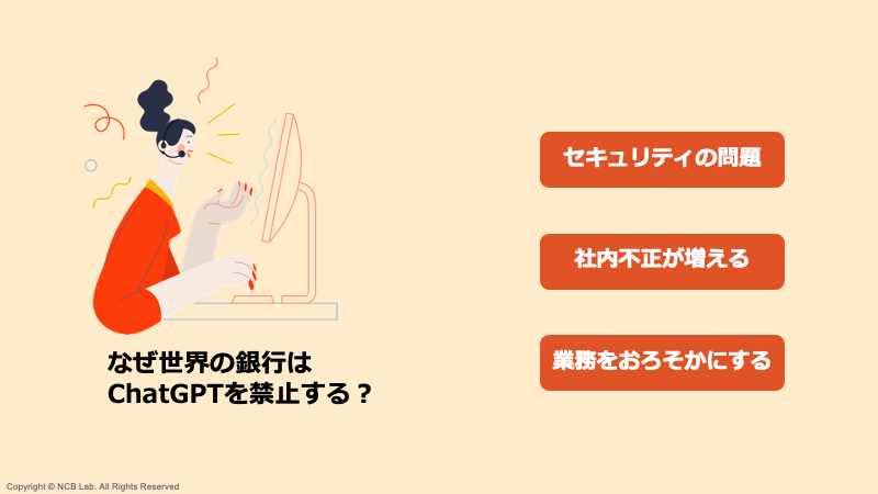 世界の銀行はなぜChatGPTを禁止するのか？ | NCB Library 金融・決済の ”なぜ?!” が見える